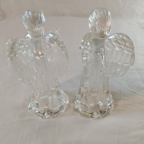 Source Unknown | Accents | Iridescent Clear Glass Angel Set Playing ...